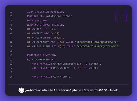 Joohans Solution For Rotational Cipher In Cobol On Exercism