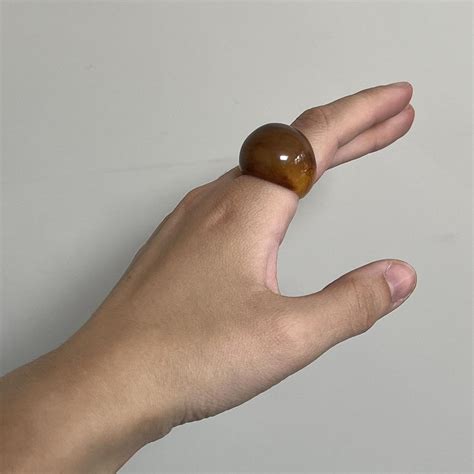 Brown Faux Tortoise Shell Resin Retro Ring Size M Depop