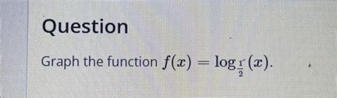 Solved Question Graph The Function F X Log21 X Graph The Chegg Com