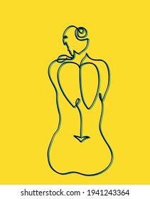 One Line Drawing Naked Woman View Stock Vector Royalty Free Shutterstock