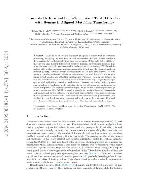 Pdf Towards End To End Semi Supervised Table Detection With Semantic