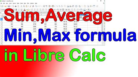 How To Use Sum Min Max And Average And Percent Formula In Libre Calc In