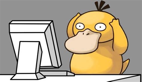 reactions on Twitter psyduck pokémon confused at computer
