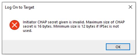 ISCSI Connection Fails With Log On To Target Error