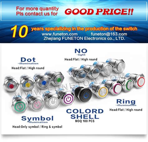 Mm Pin DPDT V V V Push Button Switch IP IK