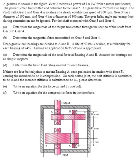 Solved A Gearbox Is Shown In The Figure Gear 2 Receives A Chegg Com