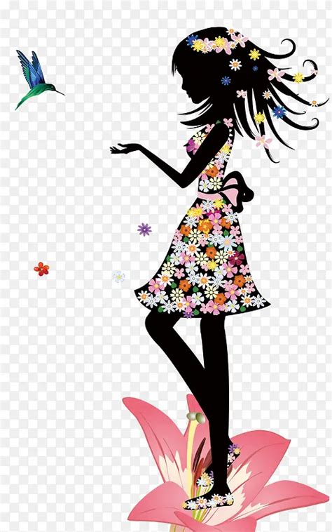 女生节花瓣女孩剪影png图片素材下载 图片编号qvjrnxaq 免抠素材网