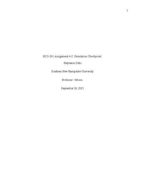 ECO Simulation Checkpoint ECO Assignment Simulation Checkpoint Stephanie Ditto