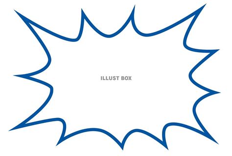 無料イラスト ギザギザパンク爆弾吹き出し青・線