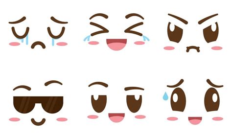 Premium Vector Set Of Borderless Facial Expressions Vector Illustration