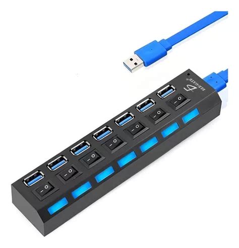 Hub Usb 30 Alta Velocidad 7 Puertos Multipuerto Switch Led