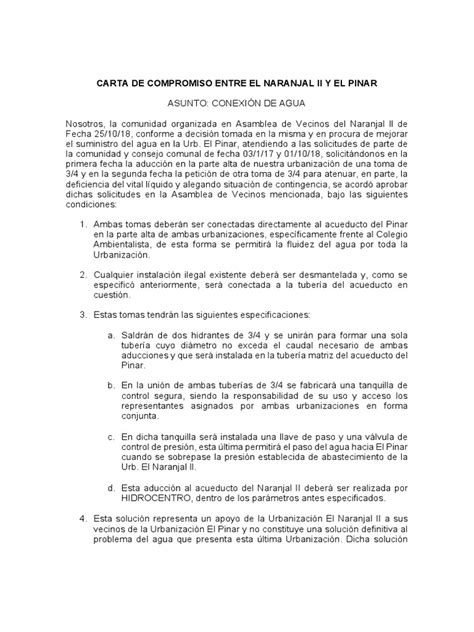 Carta De Compromiso Pdf Agua