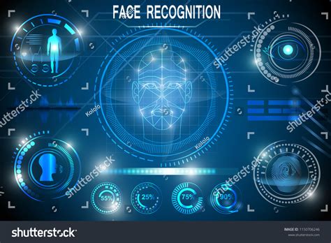 Biometric Identification Recognition System Person Face Stock Vector