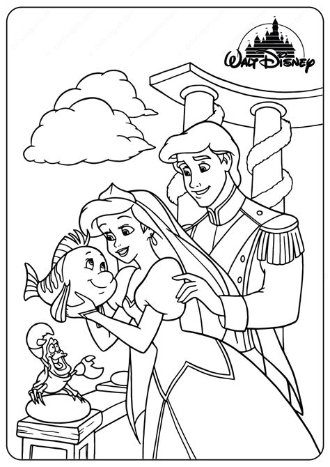 Ariel And Eric Coloring Pages Sketch Coloring Page