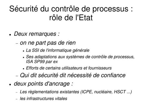 Ppt S Curit Du Contr Le De Processus R Le De L Etat Powerpoint