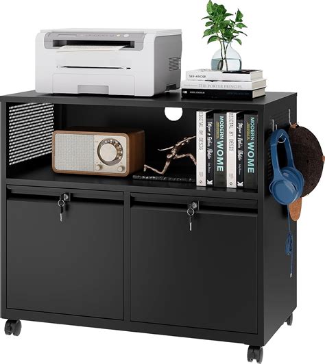 Rolling File Cabinet With Lock 2 Drawer Metal Mobile Office Filing