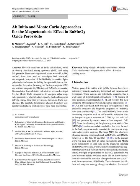 Ab Initio And Monte Carlo Approaches For The Magnetocaloric Effect In Bamno3 Oxide Perovskite