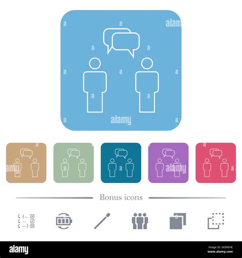 Two Talking Persons With Rounded Square Bubbles Outline White Flat