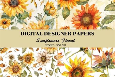 Sunflowers Floral Seamless Patterns Graphic By Jewjewdesign · Creative