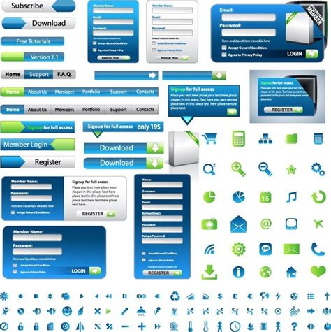Web Design Elements Vector Set Vectors Graphic Art Designs In Editable