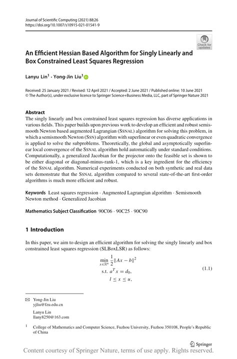 An Efficient Hessian Based Algorithm For Singly Linearly And Box