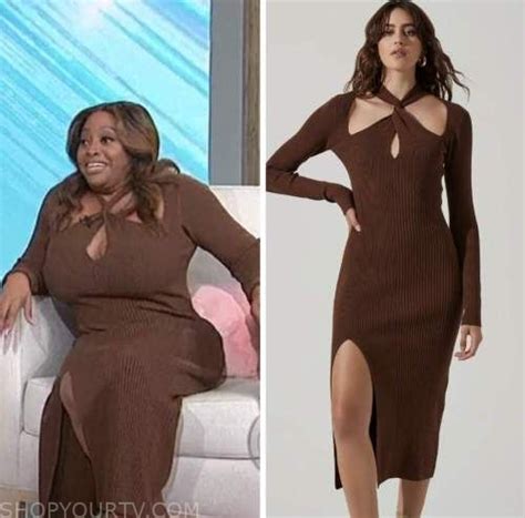 Sherri January 2023 Sherri Shepherds Brown Twist Knit Midi Dress Sherri Shepherd Where To Buy