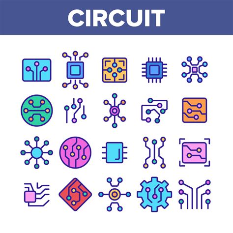 Circuit Computer Chip Collection Icons Set Vector Vector Art At Vecteezy