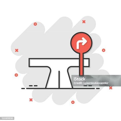 漫畫風格的十字路口圖示道路方向導航卡通向量插圖在白色隔離背景定位針位置飛濺效應的業務理念向量圖形及更多不確定圖片 不確定 交通