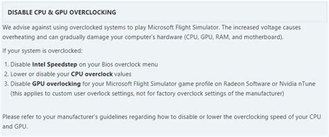 ctd without error message after cpu overclock crashes ctds microsoft flight simulator forums