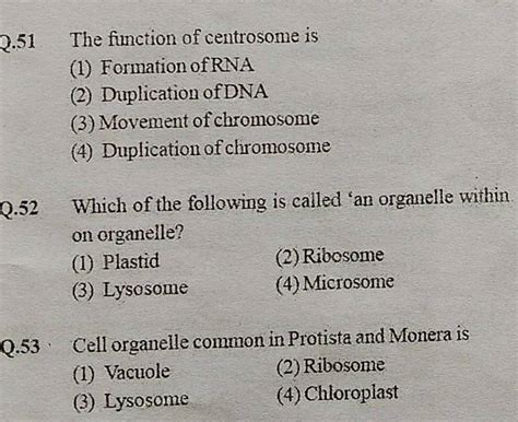 Q51 The Function Of Centrosome Is Filo