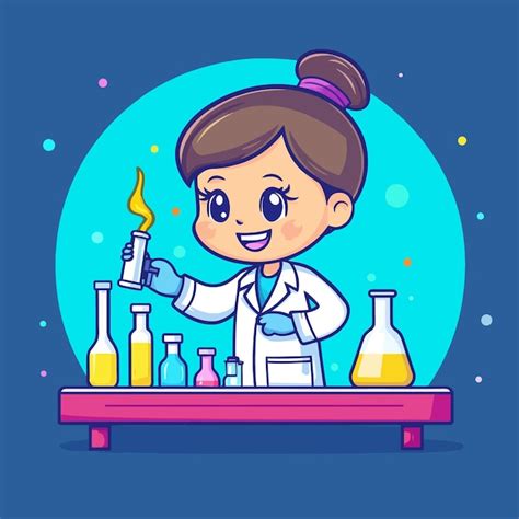 Cute Chemist Mixing Chemicals Cartoon Vector Icon Premium Ai Generated Vector