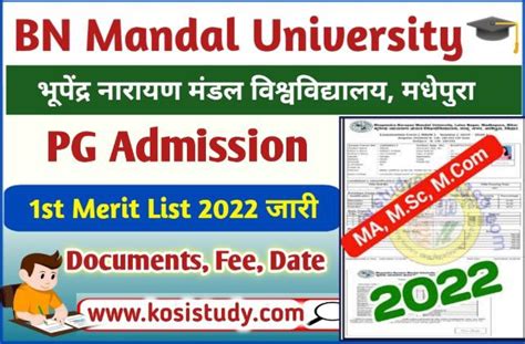 Bnmu Pg Merit List 2022 Download 1st List Bnmu Pg Admission 2022