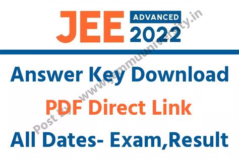 Jee Advanced 2022 Answer Key Out Download Now