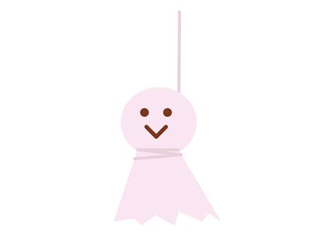 可愛いイラスト無料｜梅雨 てるてる坊主 ピンク色 イラストダウンロード