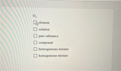 O Element Solution Pure Substance Compound Studyx