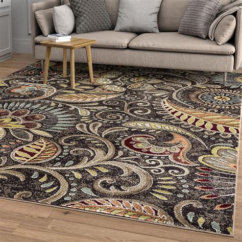 Alise Rugs Caprice Mid Century Modern Floral Indoor Area Rug Brown 5 3