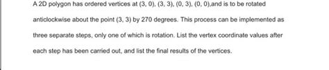 Solved A 2d Polygon Has Ordered Vertices At