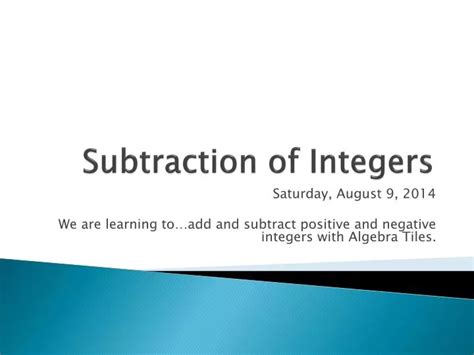 PPT Subtraction Of Integers PowerPoint Presentation Free Download ID