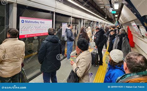 Commuters Waiting In Line For The Metro Train Editorial Stock Image
