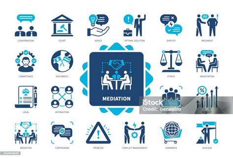 Mediation Solid Icon Set Stock Illustration Download Image Now