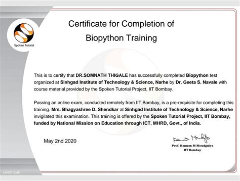 Drsomnath Thigale On Linkedin Iitbombay Spokentutorial Biopython Learningisfun