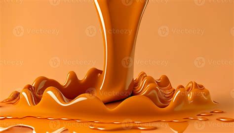 Delicious Melted Caramel Texture Flow Wave And Drops Splash Caramels Sauce Sweet Food Design