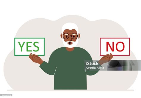 Một Người Đàn Ông Cầm Hai Biểu Ngữ Có Và Không Trong Tay Câu Hỏi Kiểm