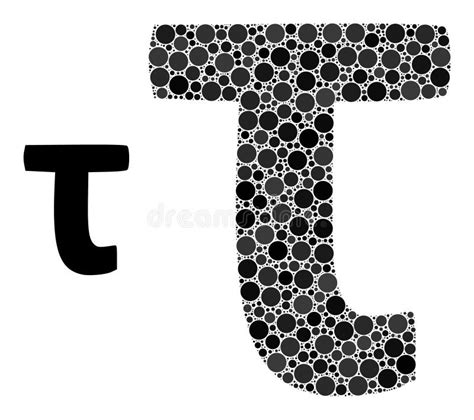 Vector Tau Greek Lowercase Letter Composition Of Small Circles Stock