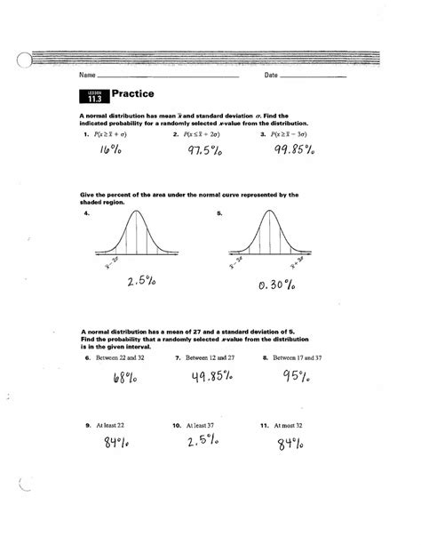 Normal Distribution Worksheet 12 7 Answers Worksheet Printable