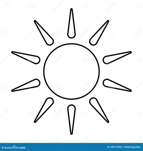Sun Outline Isolated On White Background Line Icon Design Element Sunny Weather Element Stock