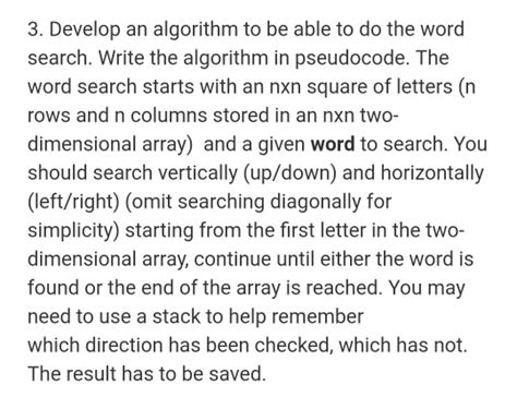 solved 3 develop an algorithm to be able to do the word