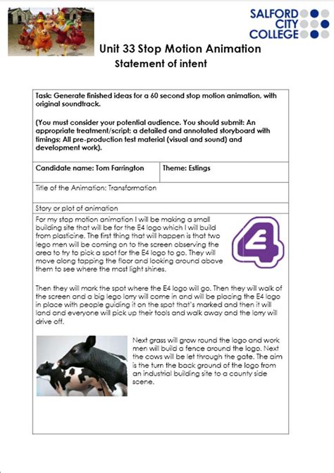 Animation Statement Of Intent