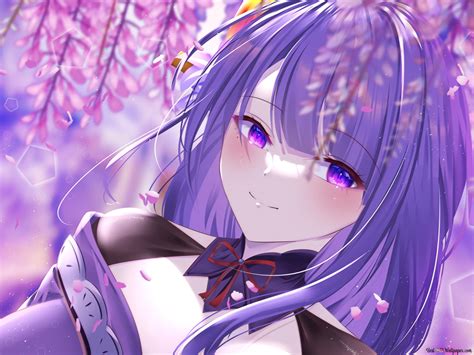 Raiden Shogun мила маленька посмішка Genshin Impact 4k Завантаження шпалер