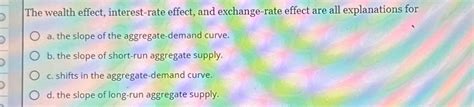 Solved The Wealth Effect Interest Rate Effect And